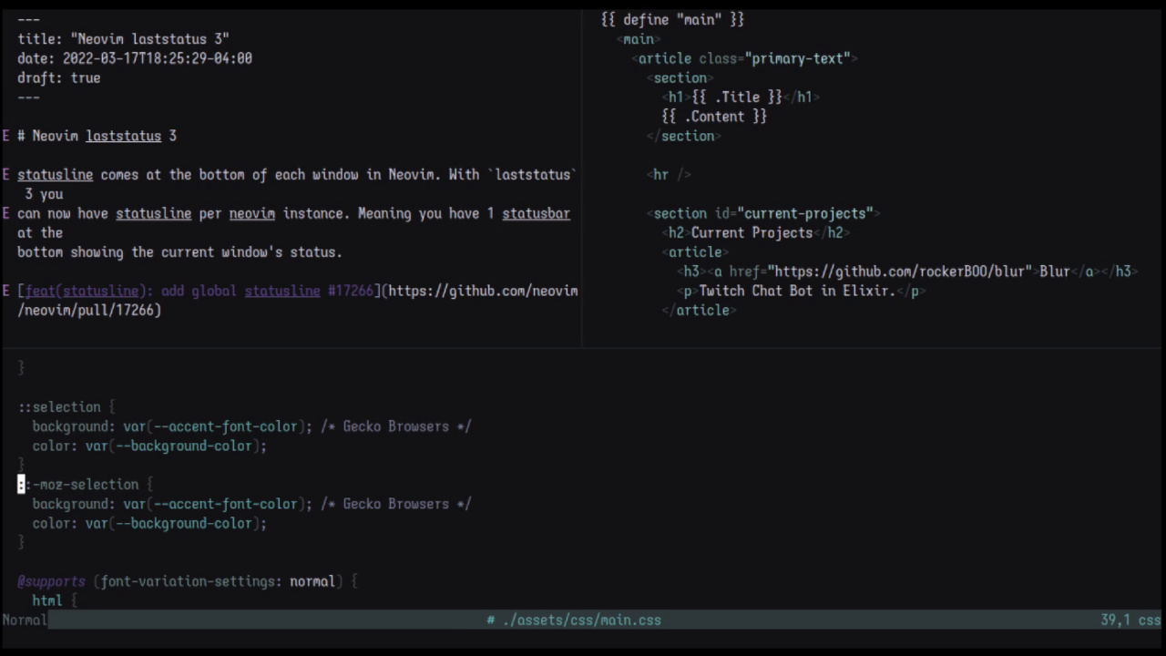 Neovim laststatus 3 - Dave Lage